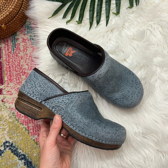 Dansko | Shoes | 55 Dansko Blue Tooled Leather Clog 4 9510 | Poshmark